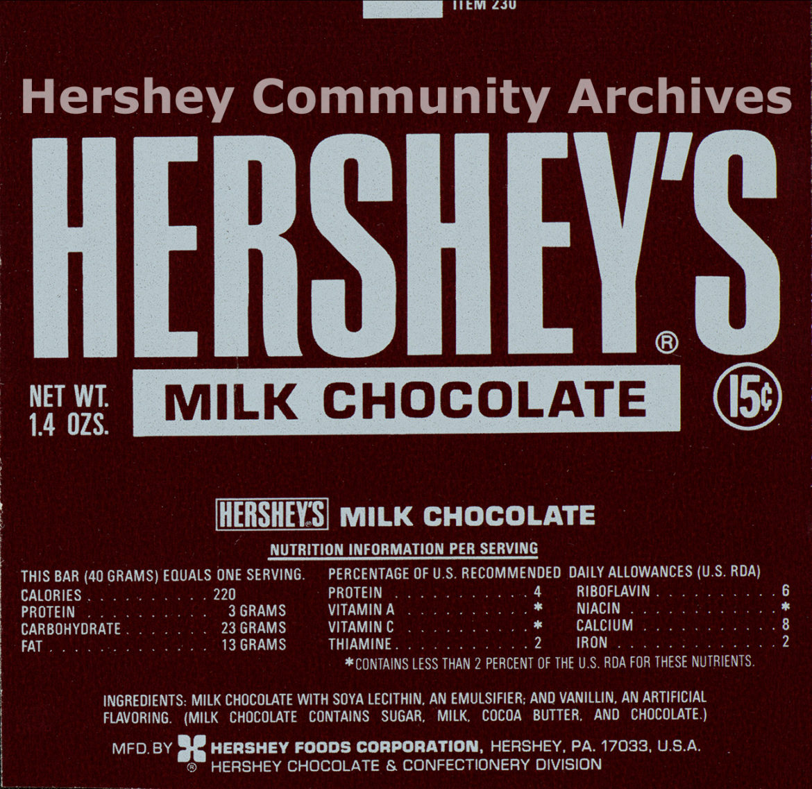 Hershey’s Milk Chocolate: Bar Wrappers Over the Years – Hershey ...